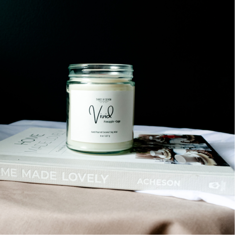 Vivid 13oz scented candle – ThreeIVSeven